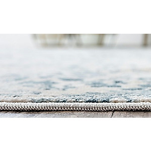 Unique Loom Paris Collection Pastel Tones Traditional Distressed Blue Runner Rug (2' 7 x 10' 0)