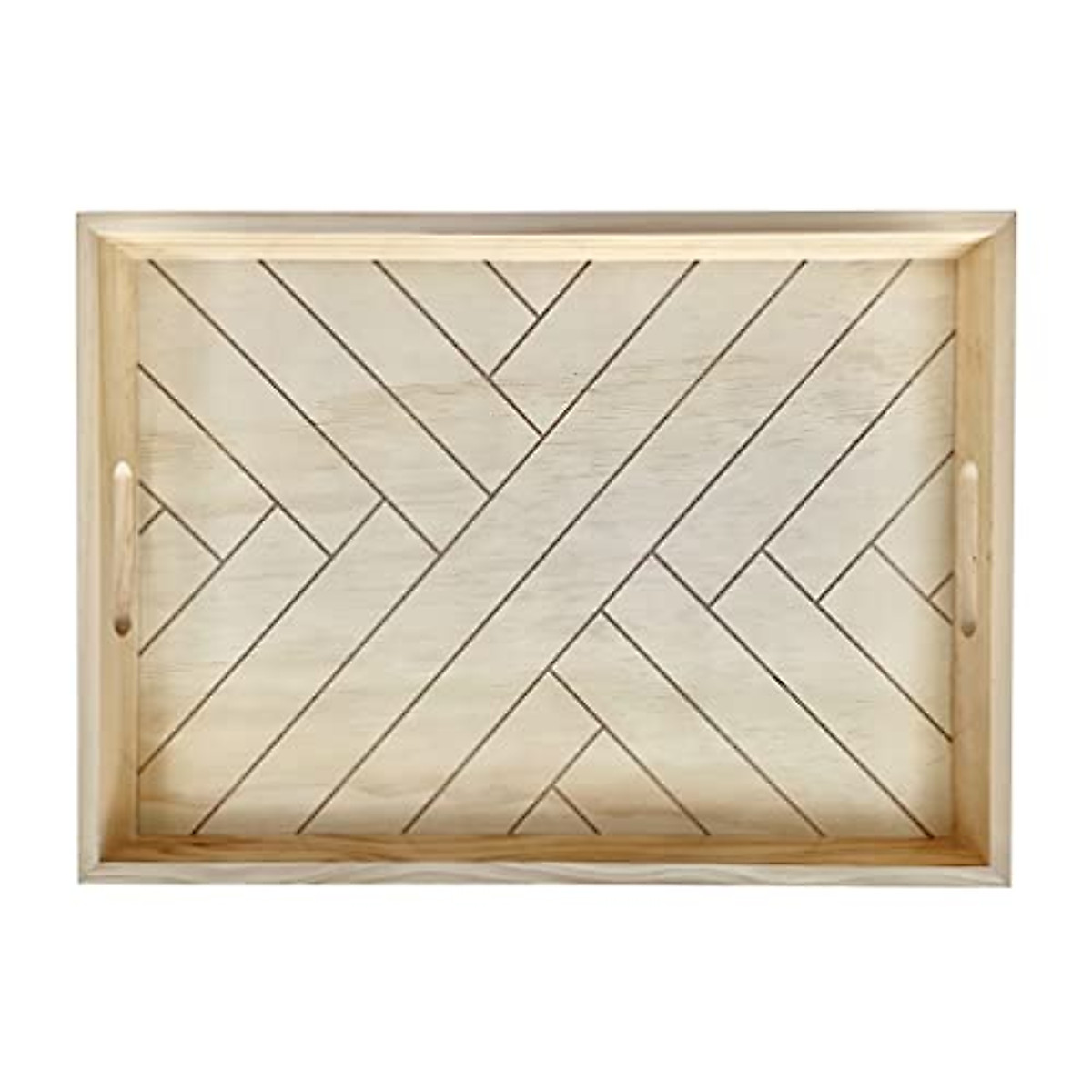 Seasoned Living Rustic Wooden Serving Tray Large 20”x14.4” Water-Resistant Wood Tray for Ottoman, Coffee Table, Breakfast in Bed, Table Centerpiece Home Decor (Natural Pine)