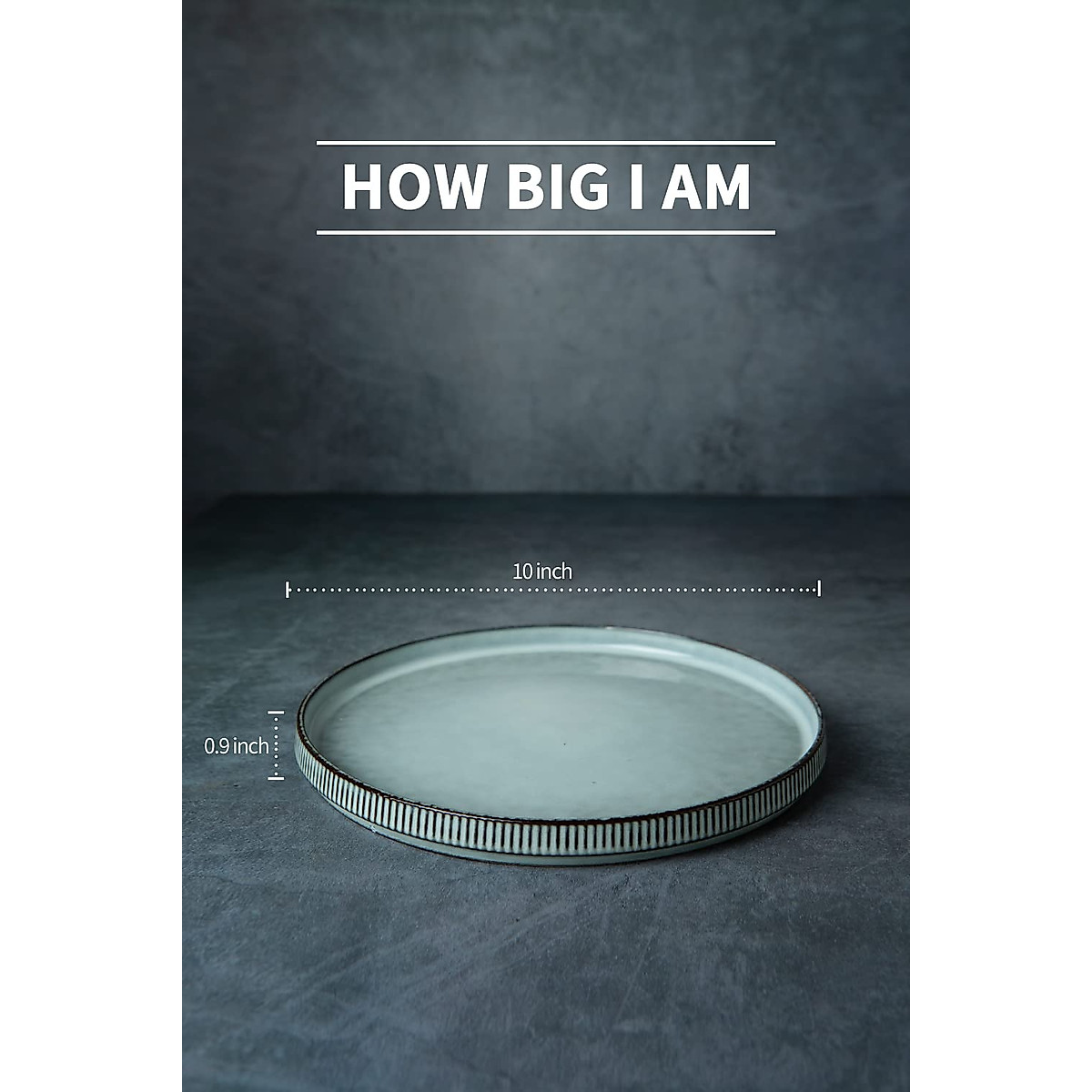 famiware Star Dinner Plates for 6, 10 inches Plate Set, Scratch Resistant, Stoneware Dinnerware, Kitchen Modern Rustic Serving Dishes, Smoky Blue