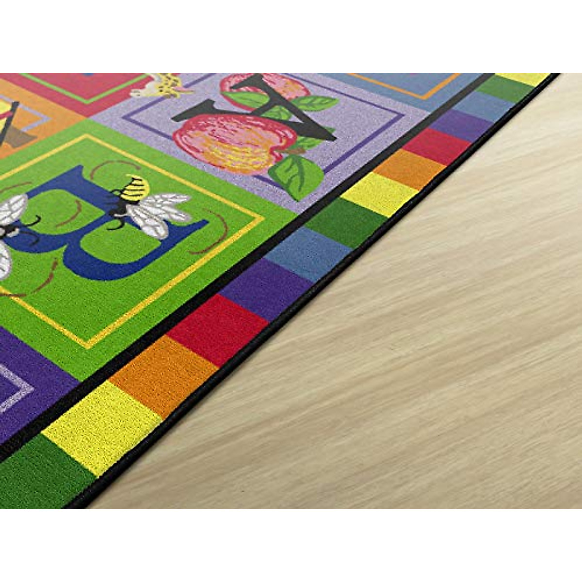 Flagship Carpets ABC Letter Blocks Area Rug for Children's Classroom Floor Mat, Play Room Carpet and General Educational Activities, 7'6" x 12', Multi-Color