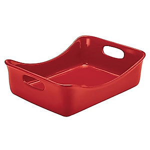 Rachael Ray Solid Glaze Ceramics Bakeware / Lasagna Pan / Baker, Rectangle - 9 Inch x 12 Inch, Red