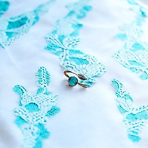 Bottled Up Designs Handmade Vintage Leaf Ring, Recycled Vintage Aqua Mason Jar, Sterling Silver, Eco Friendly, Made in USA, Birthday Gifts, Mothers Day, Women, Anniversary (Aqua)