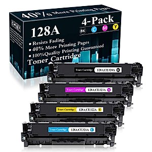 4 Pack 128A | CE320A CE321A CE322A CE323A Remanufactured Toner Cartridge Replacement for HP Color Laserjet Pro CP1525n,CP1525nw,CM1415fn MFP,CM1415fnw MFP Printer,Sold by TopInk