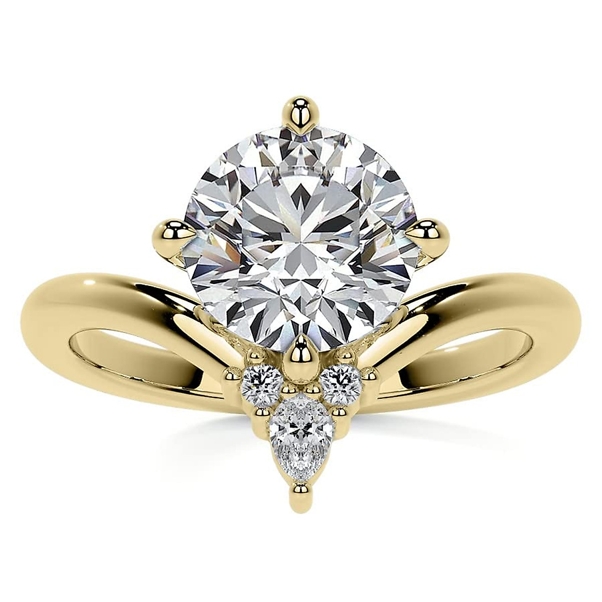 10K Solid Yellow Gold Handmade Engagement Ring 2.50 CT Round Cut Moissanite Diamond Solitaire Wedding/Bridal Ring Set for Women/Her, Fancy Ring Gifts for Her