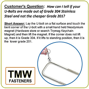 (4) Stainless Steel Square U-Bolts Boat Trailer 1/2" D x 3 1/16" W x 4 5/16" L (One Pack)