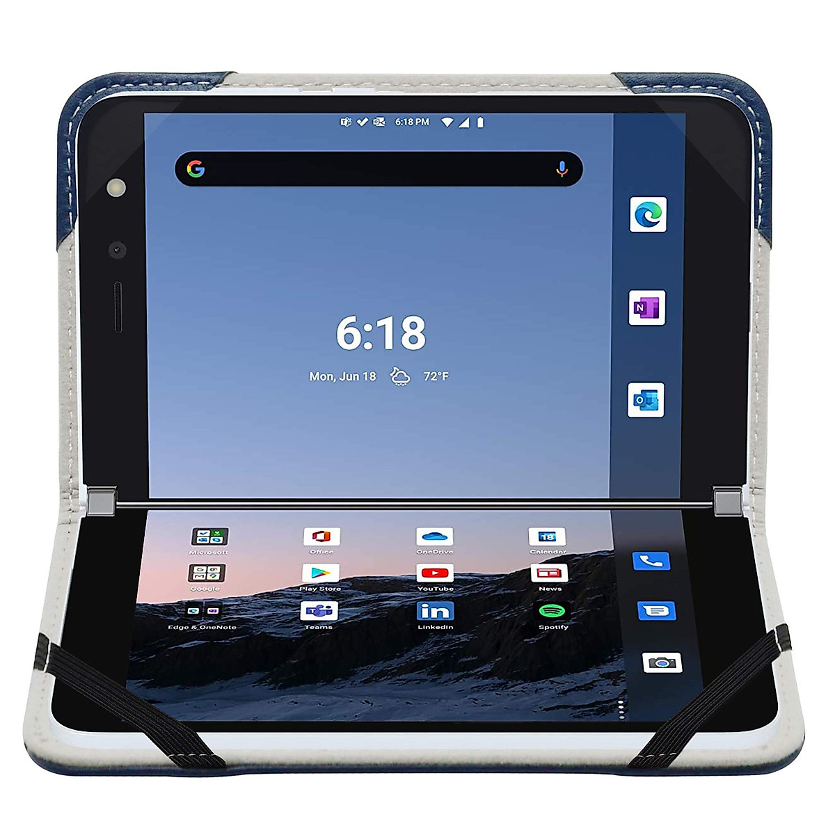 LiuShan Compatible with Microsoft Surface Duo case,PU Leather Slim Folding Stand Cover for Microsoft Surface Duo (Not fit Surface Duo 2) Tablet,Blue