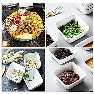 smylls 6 Pcs 3 Ounce Dipping Bowls Set White Plastic Dipping Sauce Bowls,Small Bowls for Ketchup,Side Dishes,Vinegar in Party BBQ,Condiments