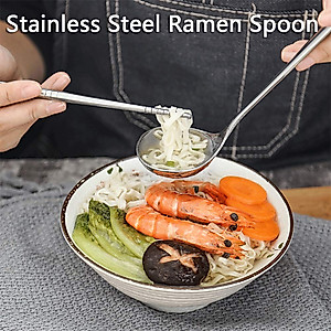 Qualizon 18/8 Stainless Steel Mini Ladle Deep Soup Spoon Large Serving Spoon Ramen Spoon - 6.7inch Short Handle