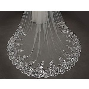 EllieHouse Women's Lace Wedding Bridal Veil Ivory