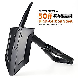 URPRO Folding Survival Shovel w/Pick, Portable Carbon Steel Handle and Blade, Entrenching, Military, Firefighting, Trenching Tool, for Camping, Gardening, Digging, Sand, Mud & Snow