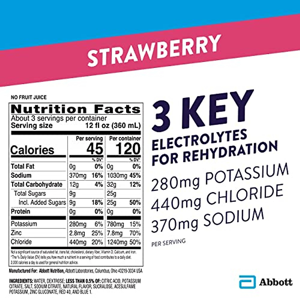 Pedialyte Electrolyte Solution, Strawberry, Hydration Drink, 1 Liter