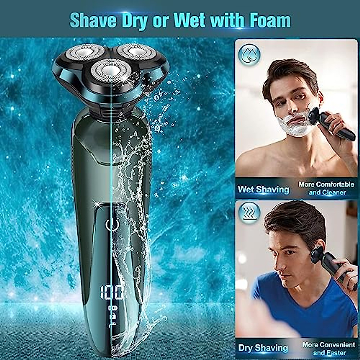 Electric Razor for Men, New Upgrade Electric Shavers for Men Cordless Rechargeable 3D Rotary Men Shaver,Wet/Dry Mens Shaver,Waterproof Mens Razor for Shaving Gifts for Husband, Dad,Boyfriend