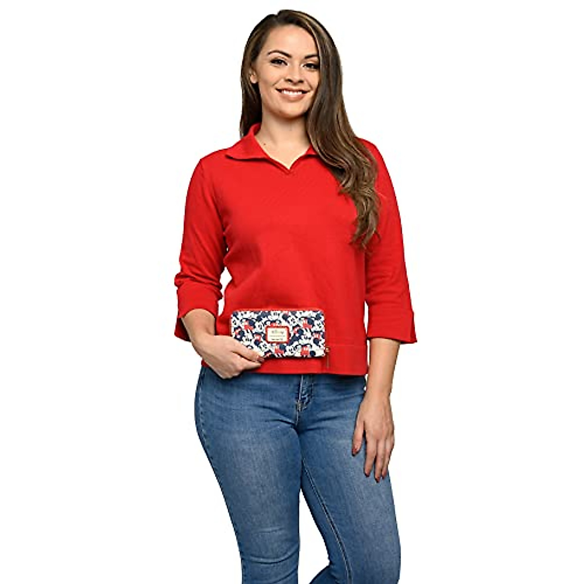 Loungefly Disney Mickey & Minnie Mouse Wallet Zip Around Clutch Faux Leather