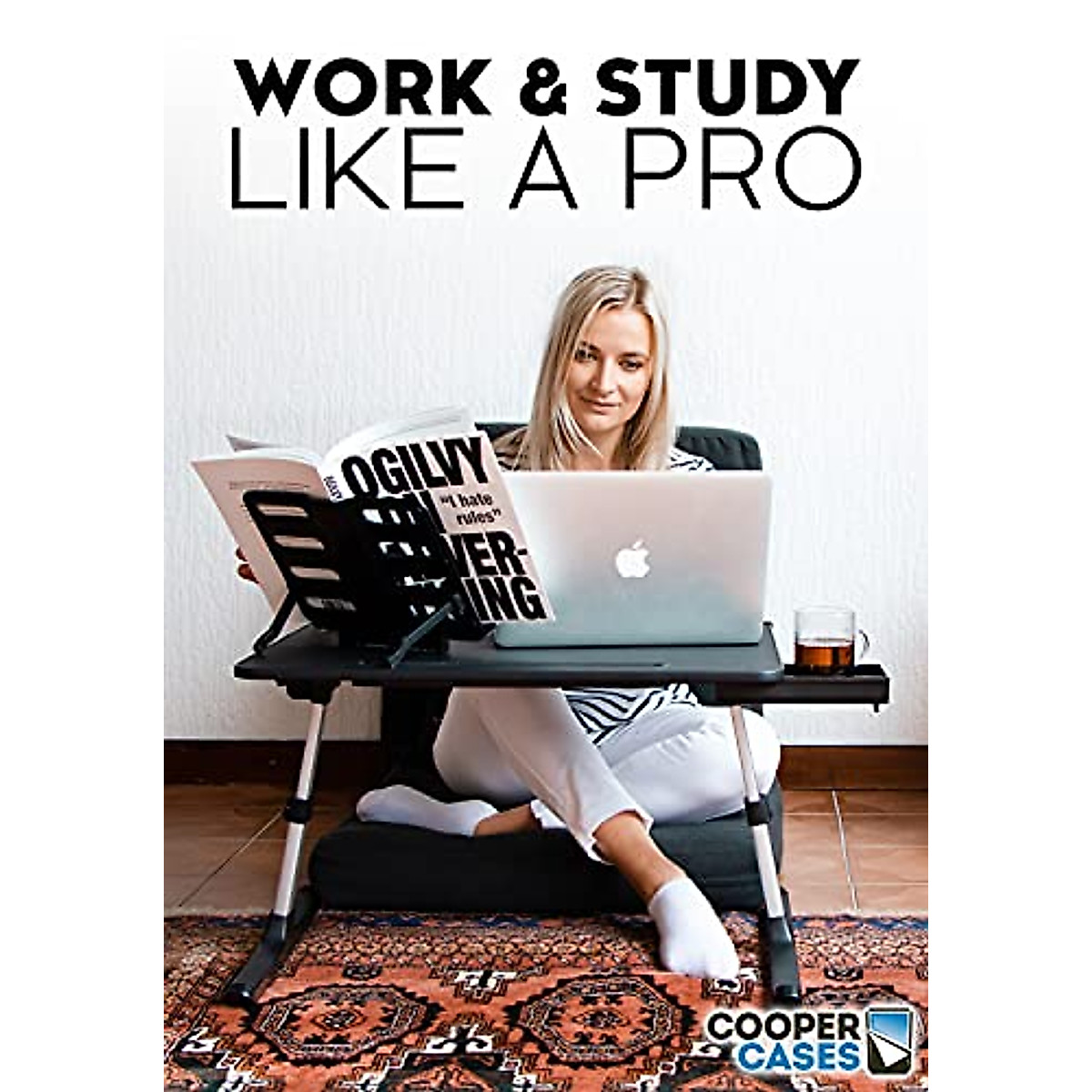 Cooper Desk PRO Adjustable Laptop Table, Bed Desk for Laptop, Desk for Bed, Lap Desk for Laptop, Adjustable Lap Desk for Bed, Portable Desk, Laptop Stand for Bed Floor Desk