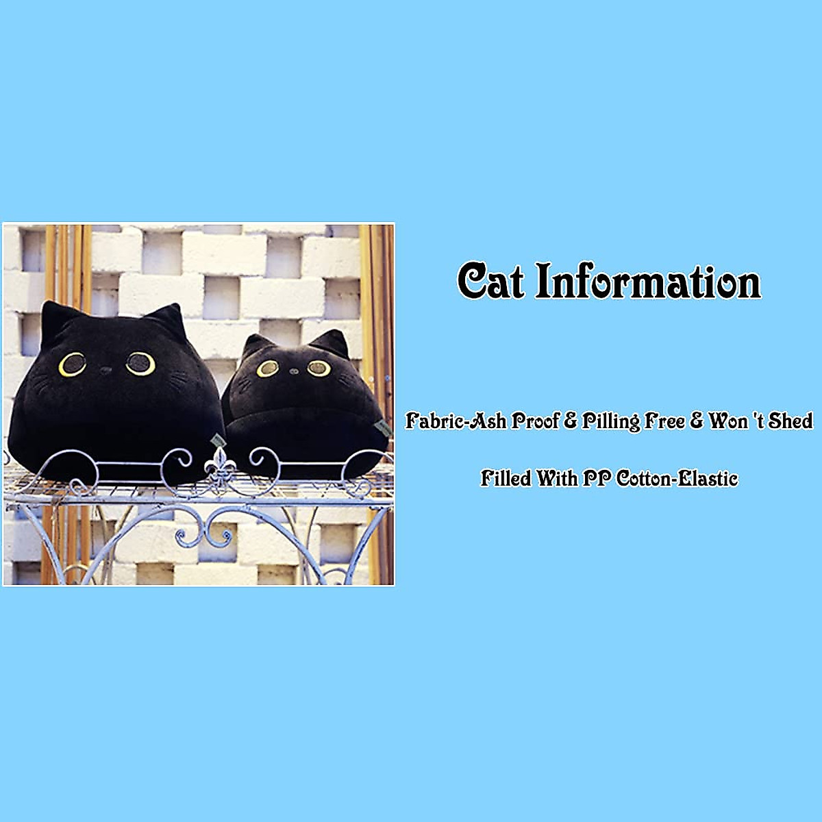 GOBEAUTY Black Plush Toy Pillow Cute Animal Cat-Shaped Stuffed Pillows Cushion Great Gifts for Birthday Valentines Day Christmas to Give Girlfriend Boyfriend, R14IXLVB230R37DSM5W