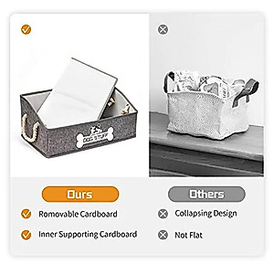 Thankspaw Dog Toy Box, Large Dog Toys Storage with Handle, Fabric Trapezoid Dog Toy Bin, Collapsible Basket Chest Organizer, Perfect for Pet Toys, Blankets, Dog Toys and Accessories