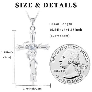 ACECHA Cross Necklace for Women-Dainty Faith Cross Pendant Necklace with Heart Flower Birthstone Jewelry for Mom Women Gifts, Birthday Anniversary