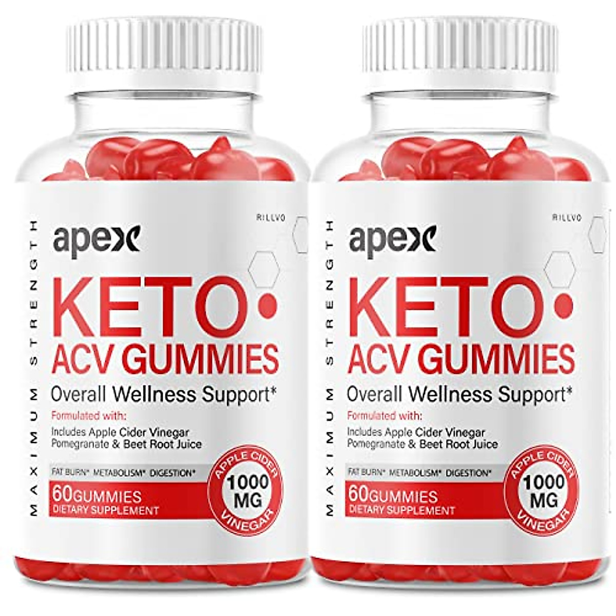 (2 Pack) Apex Keto ACV Gummies Apex Keto Advanced Formula Overall Wellness Support (120 Gummies)