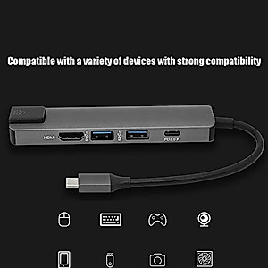 XUNMAIFHB Portable Docking Station,Type c to HDMI 3.0 Splitter with PD Powered RJ45 Network Card Converter Multi-Function Docking SD/TF/HDMI high-Definition Interface Fast Transmission