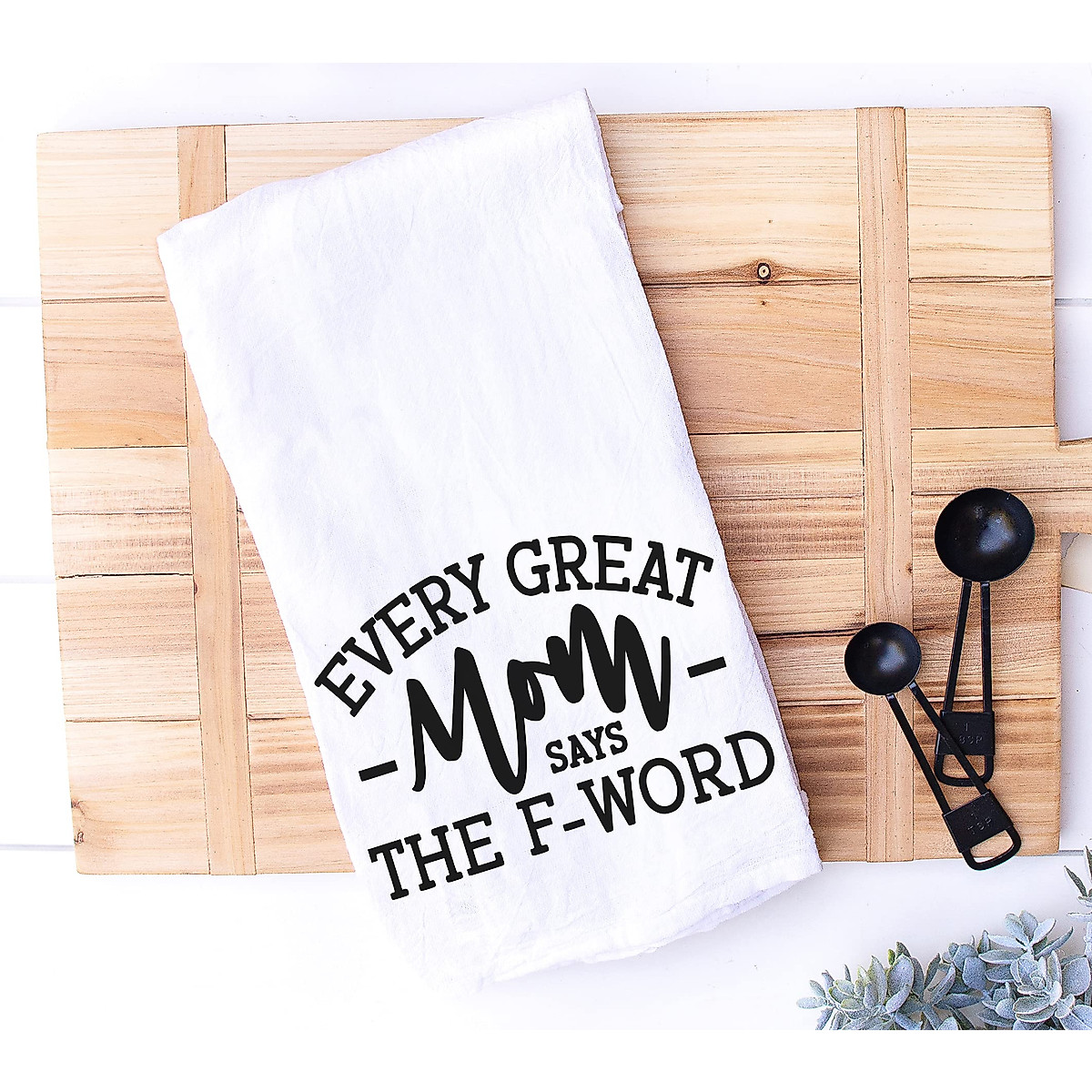 Handmade Funny Kitchen Towel - Every Great Mom Says the F Word Hand Towel for Kitchen Bathroom - 28x28 Inch for Chef Housewarming Christmas Mother's Day Birthday (Every Great Mom Say the F Word)