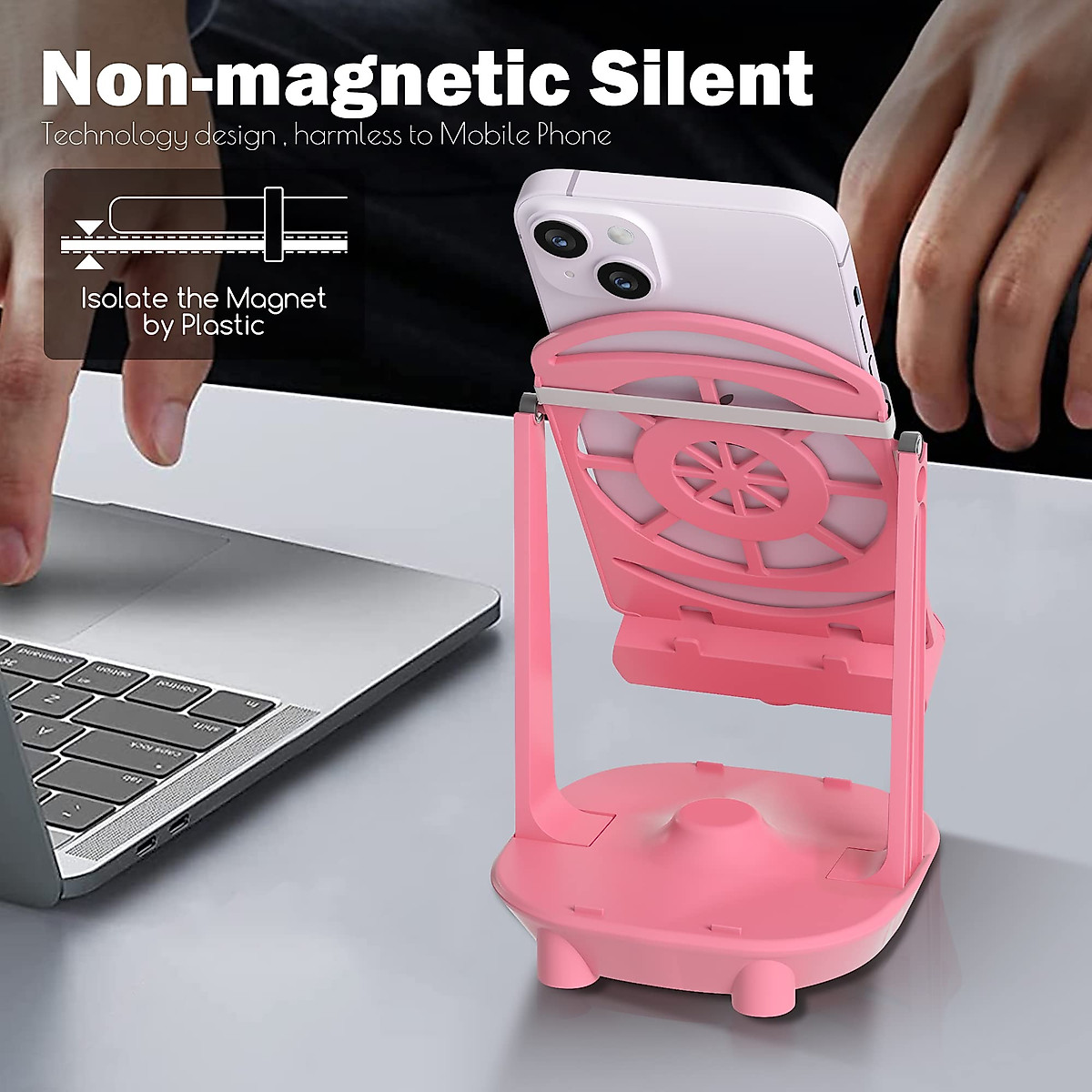 Orzero Steps Counter Compatible for Pokemon Go Walker Phone Swing Accessories Cellphone Pedometer (USB Cable) (Easy Installation) (Mute Version) Egg hatcher Rocker Quick Steps Earning Device - Pink