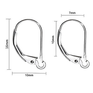 TOAOB 8pcs 925 Sterling Silver Leverback French Earring Hooks 10x16mm Hypo Allergenic Interchangeable Dangle Ear Wire Findings for Jewelry Making