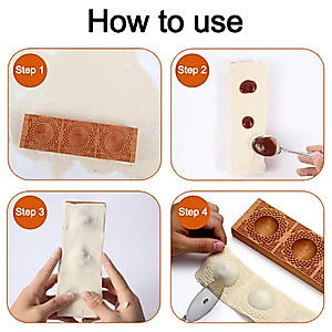 Miczhuoguang Ravioli Maker Press Mold Gnocchi Pasta Board, Wooden Stamp Pelmeni Mold Handmade Fresh Pierogi Press Ravioli Pasta Maker, 3 in 1 Combination Potsticker Meat Pie Dumpling Maker Board