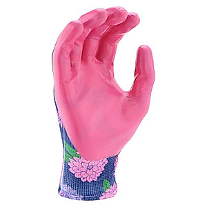 Miracle-Gro Women's Nitrile Coated Grip Floral Pattern Gardening Work Gloves 3-Pack, Extreme Comfort, Excellent Grip, Water Resistant, Pink/Purple, Medium, (MG37126/WML)