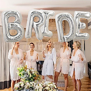 TONIFUL 40 Inch Large Silver Bride Balloons, Giant Jumbo Helium Foil Mylar Big Bride Balloons Banner for Wedding Marriage Bridal Shower Engagement Bride To Be Party Decorations and Supplies