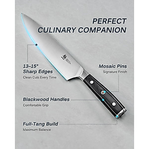 KYOKU Kitchen Knife Set with Block, German High Carbon Steel 15pc Knife Block Set, Samurai Series Knife Block with Knives for Kitchen, Professional Chef Knife Set with Sharpening Steel & Shears