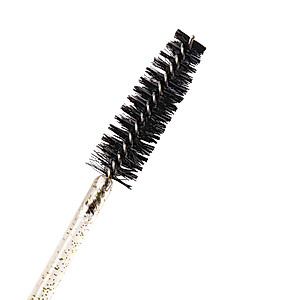 300 Pack Glitter Mascara Wands Disposable EyeLash Spoolie Brushes Makeup Applicator Eyelash Extension Tool Kit, Crystal Gold Handle Black Brush Head