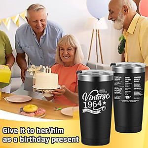 1964 60th Birthday Gift for Women and Men - 60th Gifts for Parents - 60th Class Reunion - Mom Dad Wife Husband Grandpa Grandma Present - 20oz Tumbler Cup Black