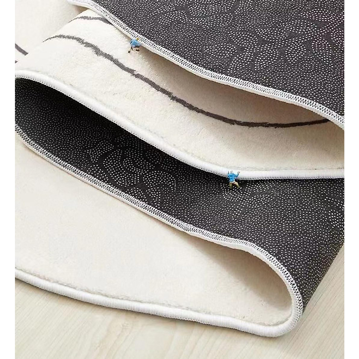 Contemporary Modern Art Deco Blue Washable Area Rug 5x7 Soft Faux Wool Irregualar Shaped Carpet for Living Room Bedroom Dining Kitchen Accent Runner Rug