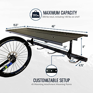 StoreYourBoard 5 Bike Essential Garage Rack, Wall Mount Bicycle Storage, Adjustable Hanger System (5 Bike Rack + Shelf)
