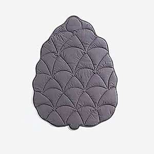 Bedmust Gray Leaf Shaped Baby Blanket Play Mat Newborn Baby Nursery Rug Cotton Crawling Cushion Soft Washable Floor Activity Carpet Kids Room Decor (38"x48", Pinecone Grey)