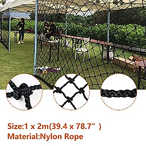 TWSOUL Playground Net, 3.3FT*6.6FT Climbing Cargo Net Rock Climbing Net Rope Ladder for Kids and Adult Military Climbing, Net Indoor Outdoor Climbing, Jungle Gyms, Treehouse, Obstacle Courses, Black
