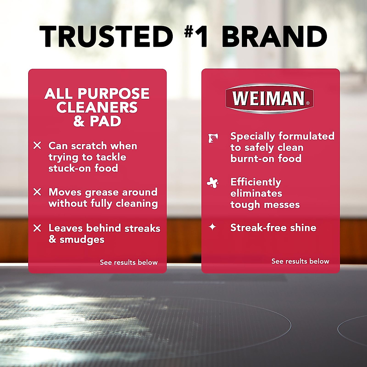 Weiman Cooktop and Stove Top Cleaner Kit - Glass Cook Top Cleaner and Polish 10 oz. Scrubbing Pad, Cleaning Tool, Razor, Scraper