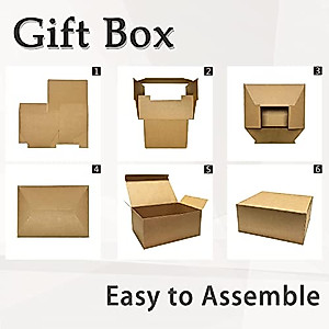 Brown Gift Box with Lids 10Pack 9x6.5x4 Inches, Kraft Gift Boxes for Christmas, Bridesmaid Proposal Gifts, Wedding, Birthday Party, Graduation, Easy Assembly Box With 66 Feet Twine