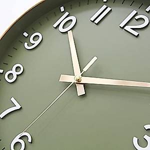 HZDHCLH Wall Clocks Battery Operated,12 inch Silent Non Ticking Modern Wall Clock for Living Room Bedroom Kitchen Office Classroom Decor (Olive Green)