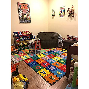 Mybecca Kids Rug ABC Puzzle Area Rug Educational Alphabet Letter & Numbers 8 x 11-Non Slip Gel Backing Size approximate: 7' feet 2" inch by 10' ft (7'2" X 10')