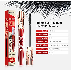 Yankina Mascara De Pestañas, Yankina Super Long Mascara, Yankina Máscara Para Pestañas Super Long, Yanquina 4d Waterproof and Sweat Super Long Luxurious Mascara, Stereo Lengthening Mascara (4Pcs)