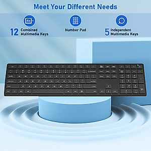 Wireless Keyboard and Mouse, Super Slim Keyboard with Responsive Keys, Silent Mouse and 2.4GHz USB Receiver, Battery Powered Full Size Cordless Combo for Mac, Computer, PC, Chromebook (Black)