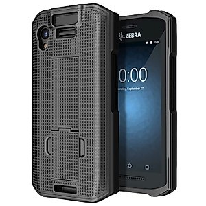 Case with Stand for Zebra TC21 TC26 Mobile Computer Scanner, Nakedcellphone Textured Slim Hard Shell Protector Cover with Kickstand - Black