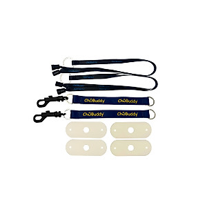 CHU-BUDDY ChuBuddy Chew Holder 4 Pack: Two (Navy) Clip-Ons & Two (Black) Neck Lanyards