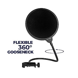 Dragonpad USA 6" Microphone Studio Pop Filter with Clamp (Black)