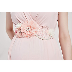 FANFAN Pregnant Wedding Belt Bridal Applique Sash Belt Maternity Satin Belt Y01 (Blush)