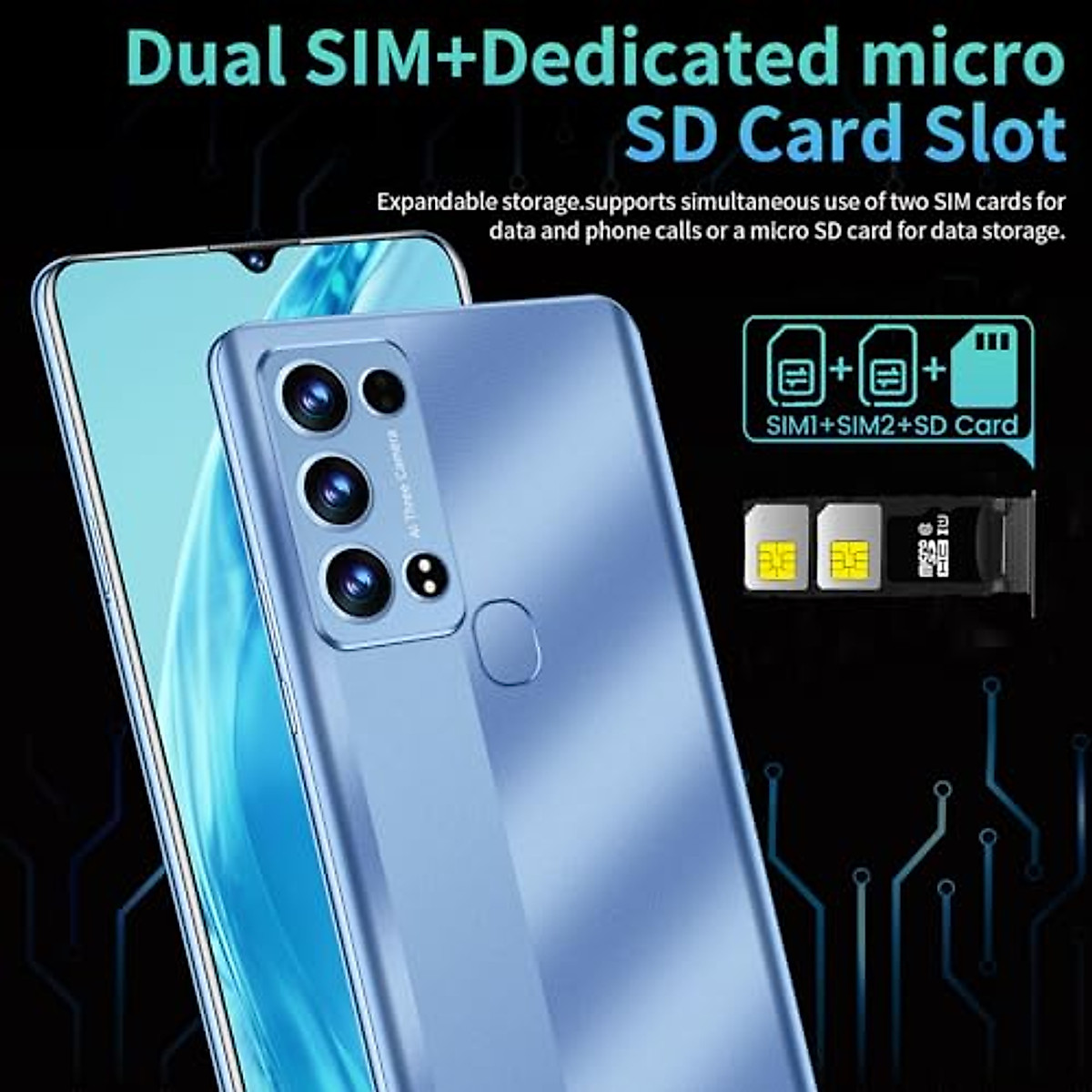 Rino9Pro Cheap Smartphone, 3 in 1 Navigation System Cell Phone, 16GB RAM 1TB ROM Unlocked Mobile Phones, 5G Network, Dimensity9000 (10 cores) CPU,Blue-1TB