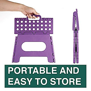 Simplized Folding Step Stool - 9" Heavy Duty Convenient One-Hand Operation Stool with Anti-Slip Surface & Rubber Feet - Lightweight & Sturdy Stepping Stool for Adults and Teens (Purple - Pack of 2)
