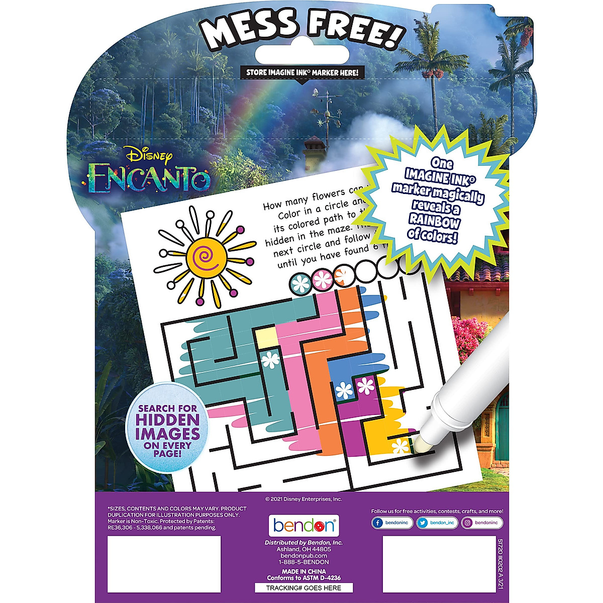 Disney Encanto 20 Page Imagine Ink Mess Free Coloring and Activity Book with 1 Marker Paperback 51720 Bendon