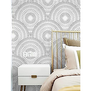Heroad Brand 17.3"x118" Peel and Stick Wallpaper White Circle Wallpaper Modern Geometric Wallpaper White Contact Paper for Cabinets Waterproof Self Adhesive Removable Wallpaper Thicken Retro Wallpaper